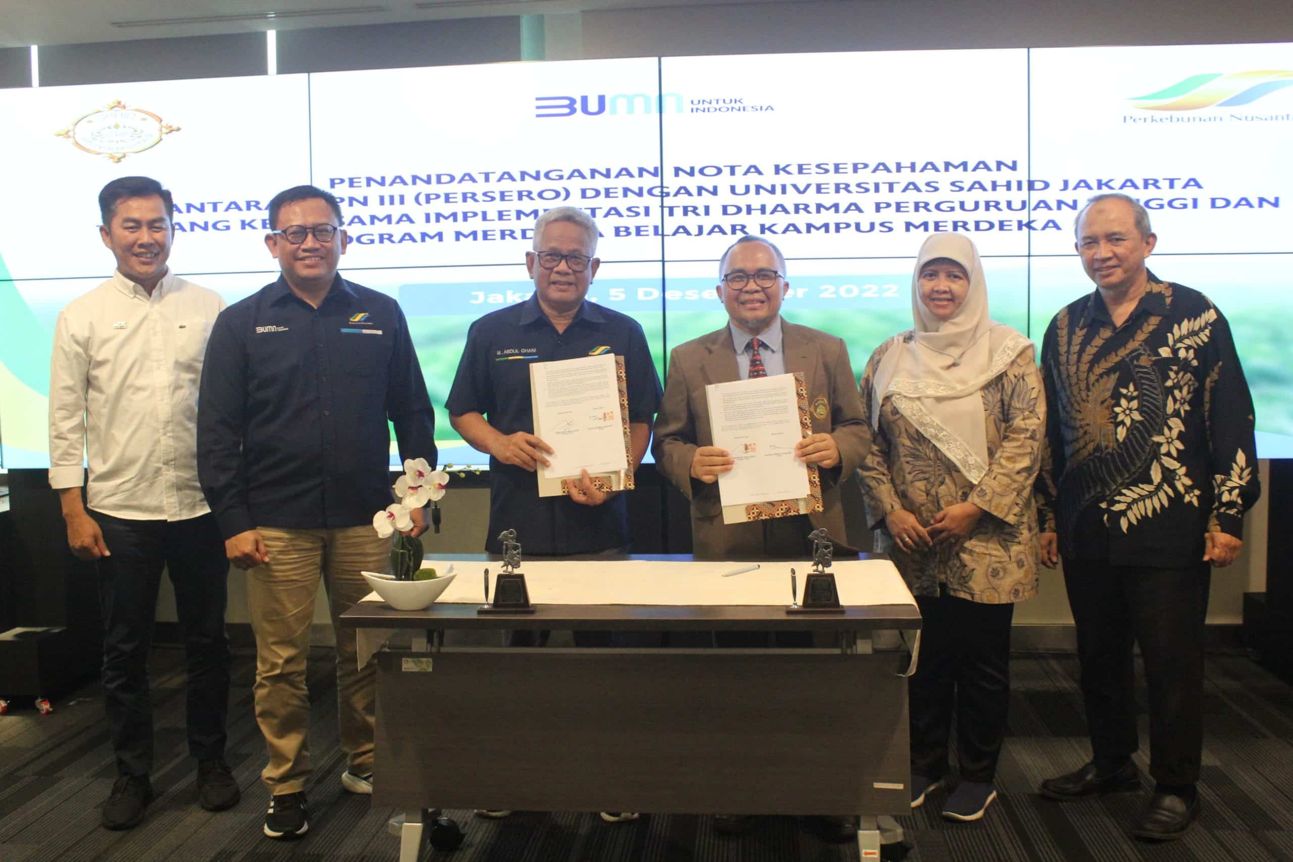 Penandatangan MOU Antara Usahid dan PT Perkebunan Nusantara III – Universitas Sahid Jakarta